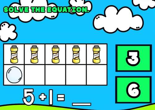 Boom Cards: Bubbles Addition within 10 | Ten Frame | Facts to 10