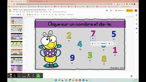 J'apprends les nombres français (1 à 50) avec AUDIO: Google Slides™