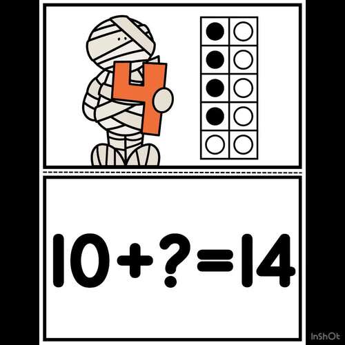 Teen Numbers Missing Addends | Halloween Ghost & Mummy Matching Cards