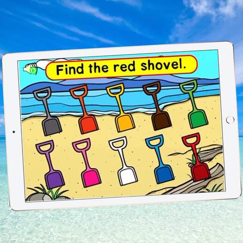 Find the RED Color Recognition | BOOM CARDS with audio | Beach | TPT