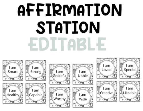 Printable Black and White Positive Student Affirmation Station ...