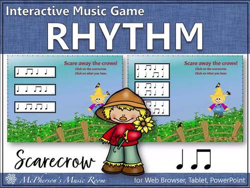 Fall Music Interactive Rhythm Game Eighth Notes Quarter Notes {Scarecrow}