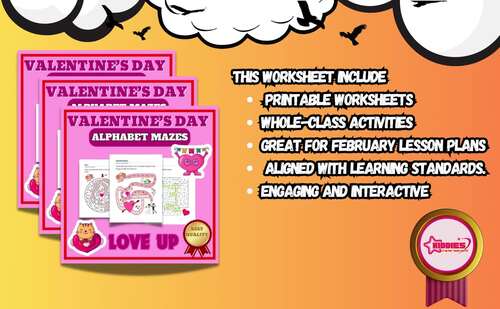 Valentine's Day Alphabet Mazes Puzzles Activities 2nd,3rd,4th,5th,6th ...