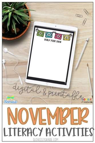 Read Aloud Reading Activities for November DIGITAL AND PRINTABLE
