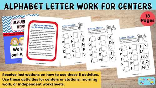 Alphabet Letter Work For Centers by Little Learner Zone | TPT