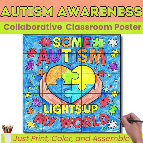 Autism Awareness Collaborative Poster | Autism Lights Up My World Activity