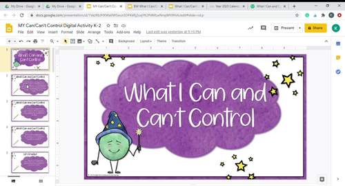What I Can and Can't Control Lesson & Sorting Activity Distance Learning