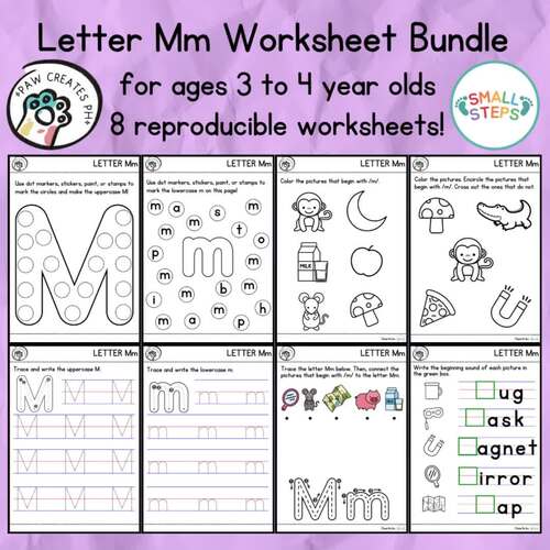 Letter Mm Worksheet Set by Small Steps PH | TPT