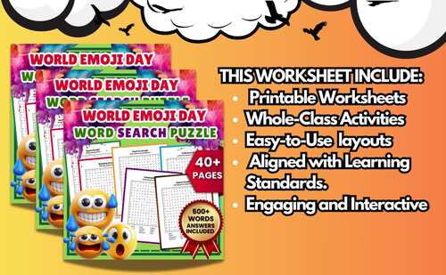 World Emoji Day Word Search Activities July Morning Work 3rd,4th,5th ...