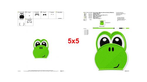 Yoshi Super Mario Head Fill Machine Embroidery Design - Instant Download