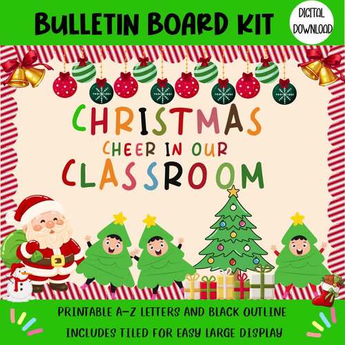 Christmas Bulletin Board Kit | Classroom Decor | Holiday Display Printable