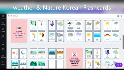KOREAN WEATHER FLASH CARDS | Weather Korean Flashcards Weather Nature