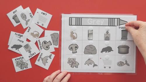 Grey Object Matching Activity, Match and Label, Adjective-Noun Phrases