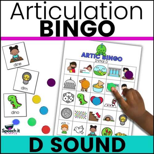 Articulation BINGO for Speech Therapy - D SOUND - No Prep - Artic - Apraxia