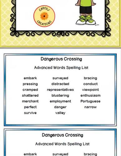 Journeys 5th Grade Unit 3 Lessons 11-15 Advanced Spelling Words Lists