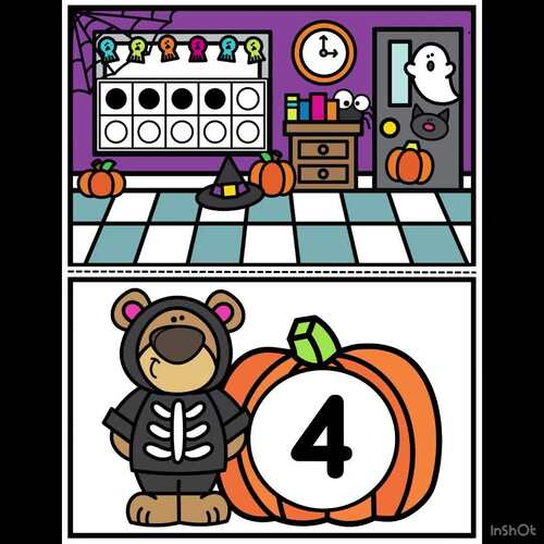 Skeleton Bear Halloween Number Matching Cards | Numbers 0–20 with Frames