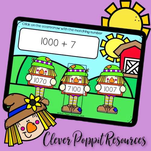 Four and Five Digit Place Value Scarecrows - Boom Cards | TpT