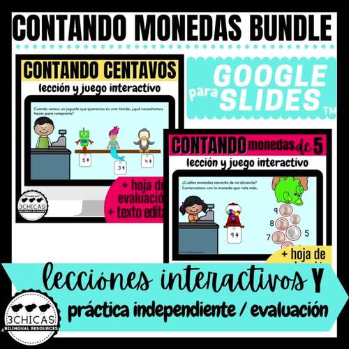 Spanish Counting Coins Bundle Digital Games Contando Monedas Editable