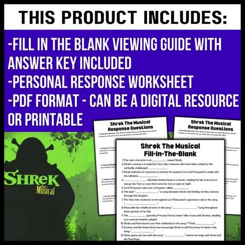 Shrek the Musical: Fill In The Blank Viewing Guide & Response Worksheet