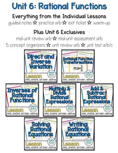 Unit 6 Rational Functions Algebra 2 Curriculum By Math Beach Solutions
