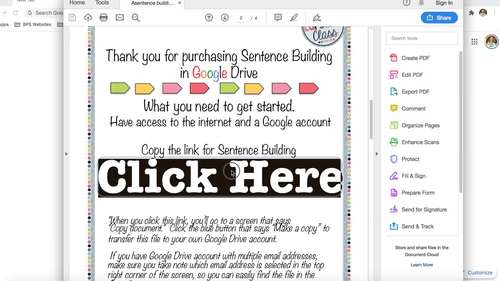 Google Classroom Sentence Building for Kindergarten by Della Larsen's Class