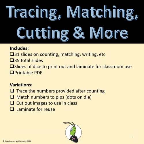 Tracing, Matching and Counting with Dice for Preschoolers | TPT