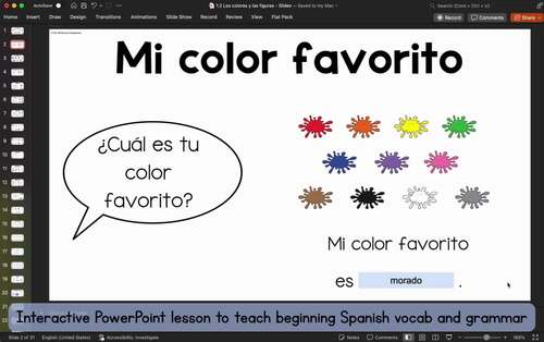 Spanish Basic Vocabulary & Grammar Lesson | Los colores y las figuras | 1.2