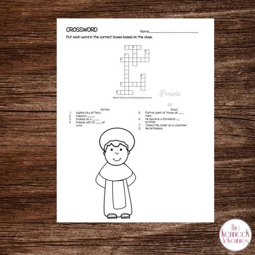 Catholic Saint Word Puzzles - No Prep Activity - St Martin de Porres