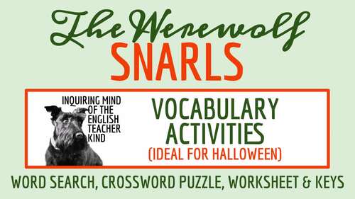 "The Werewolf Snarls" Vocabulary Games | Paranormal Fiction | Halloween ...