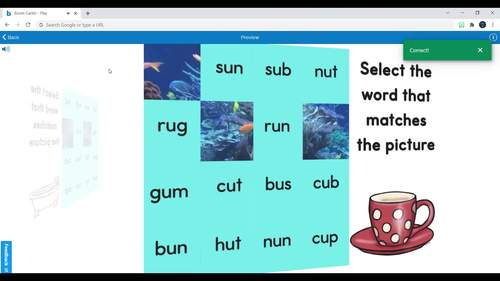 Short U CVC Words Mystery Picture Boom Cards by Little Hands on Learning