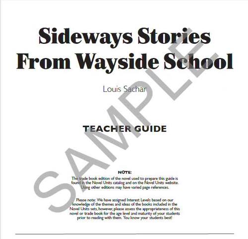 Sideways Stories From Wayside School Novel Units® Teacher Guide Novel Study