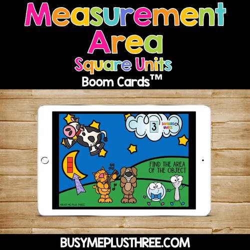 Area BOOM CARDS™ Square Units Measurement Digital Learning Game 2nd Grade