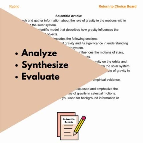 Gravity in the Galaxies: Choice Board (MS-ESS1-2) by Dr B Science