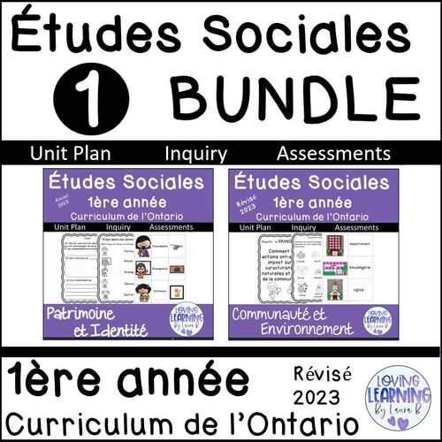 Etudes Sociales BUNDLE 2023 Gr 1 Social Studies Ontario Unit, Inquiry ...
