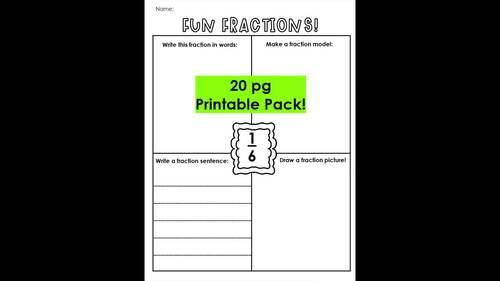 Simple Fractions Activities | Math Worksheets | No Prep Packet | TPT