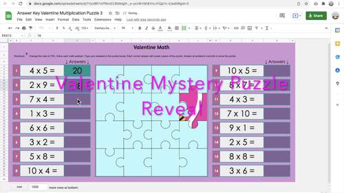 Valentine's Day Multiplication Digital Mystery Reveal Puzzles for ...