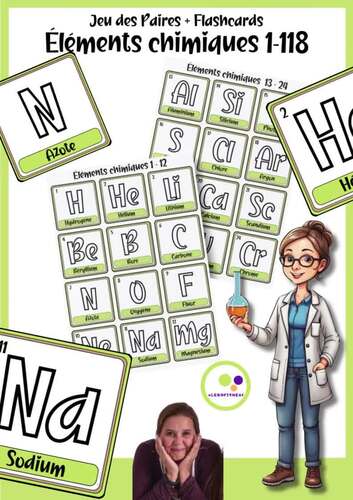 French: Jeu des Paires Éléments + Flashcards Éléments chimiques ...