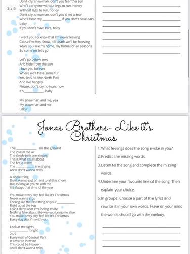 Christmas songs worksheets- popular Christmas songs for ESL by DominikaR