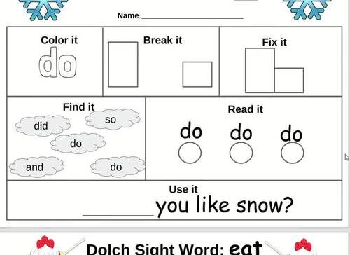 Dolch Sight Words Printables: Primer Level by Tiger's Teaching Tools