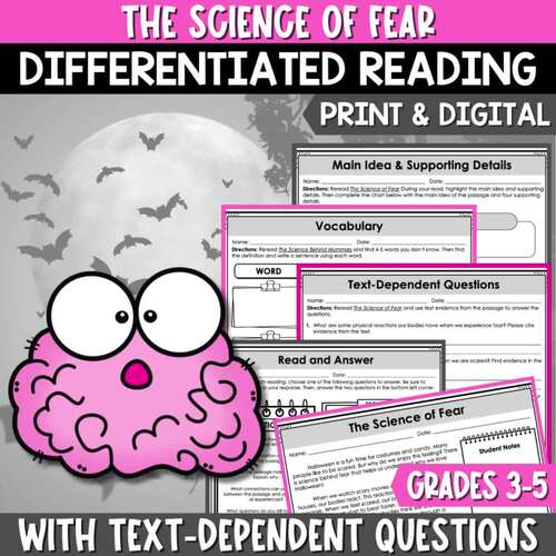 Science of Fear Differentiated Close Reading Passage & Activities ...