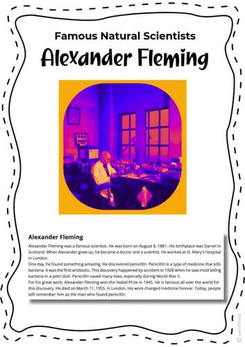 Scientist Alexander Fleming - Fact Sheet, Quiz + Interactive PDF + H5P