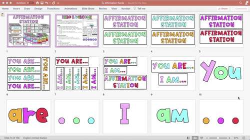 Positive Affirmation Mirror Station Cards - Pastel Neon - Editable