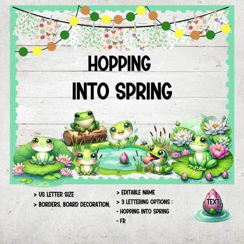 Editable, Frog Bulletin Board Kit,Hoppy Spring, Grog Fuly Rely on God ...
