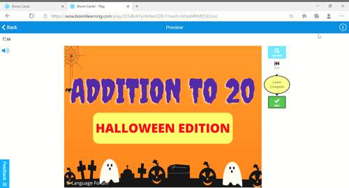 Addition to 20 Boom Cards Halloween by Language Forum | TPT
