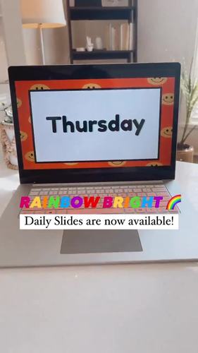 Rainbow Brights Classroom Slides Set | Daily Google Slides | TPT