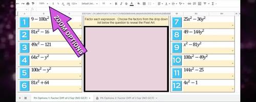 PIXEL ART: Factor Difference of Two Squares NO GCF DISTANCE LEARNING