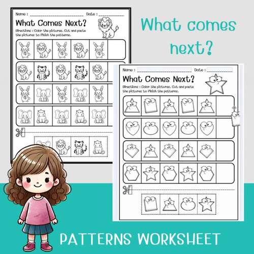 Math Patterns Worksheets For Kindergarten And First Grade | TPT