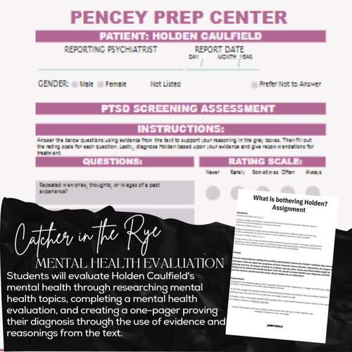 Catcher in the Rye (Mental Health Analysis Activity) w/Google Slides/Canva