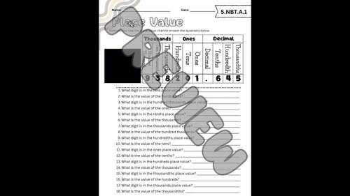 5th Grade NBT. worksheet BUNDLE! Decimals, rounding, multiplying and more!