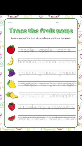 Fruit Vocabulary Worksheets for KIDS by Enny Englishworksheets | TPT